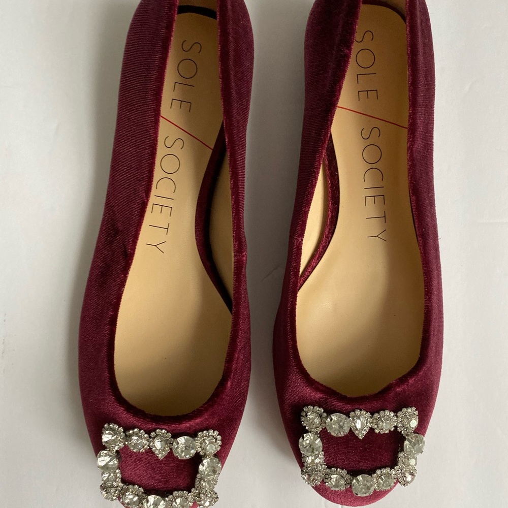 Sole Society Burgundy Velvet Flats - Gem